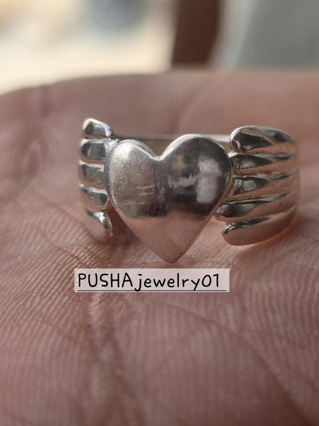 Sterling Silver Heart Hands Ring – Handmade Band Ring - Etsy