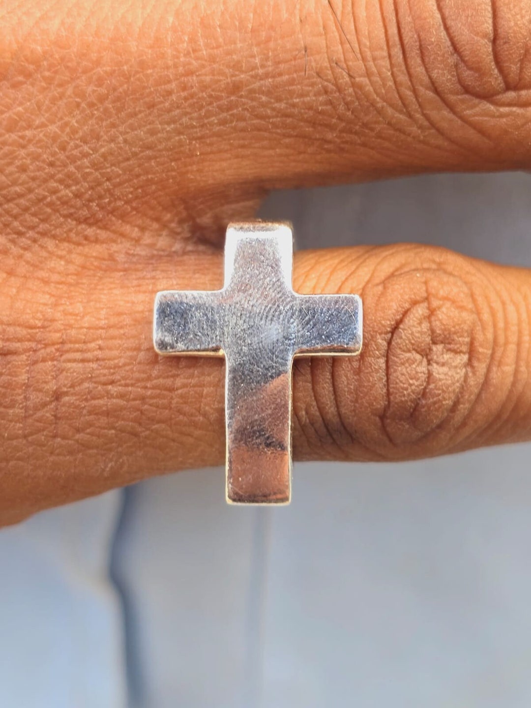 Sideways Cross Ring, Large Cross Ring, Statement Ring, Minimalist Ring ...