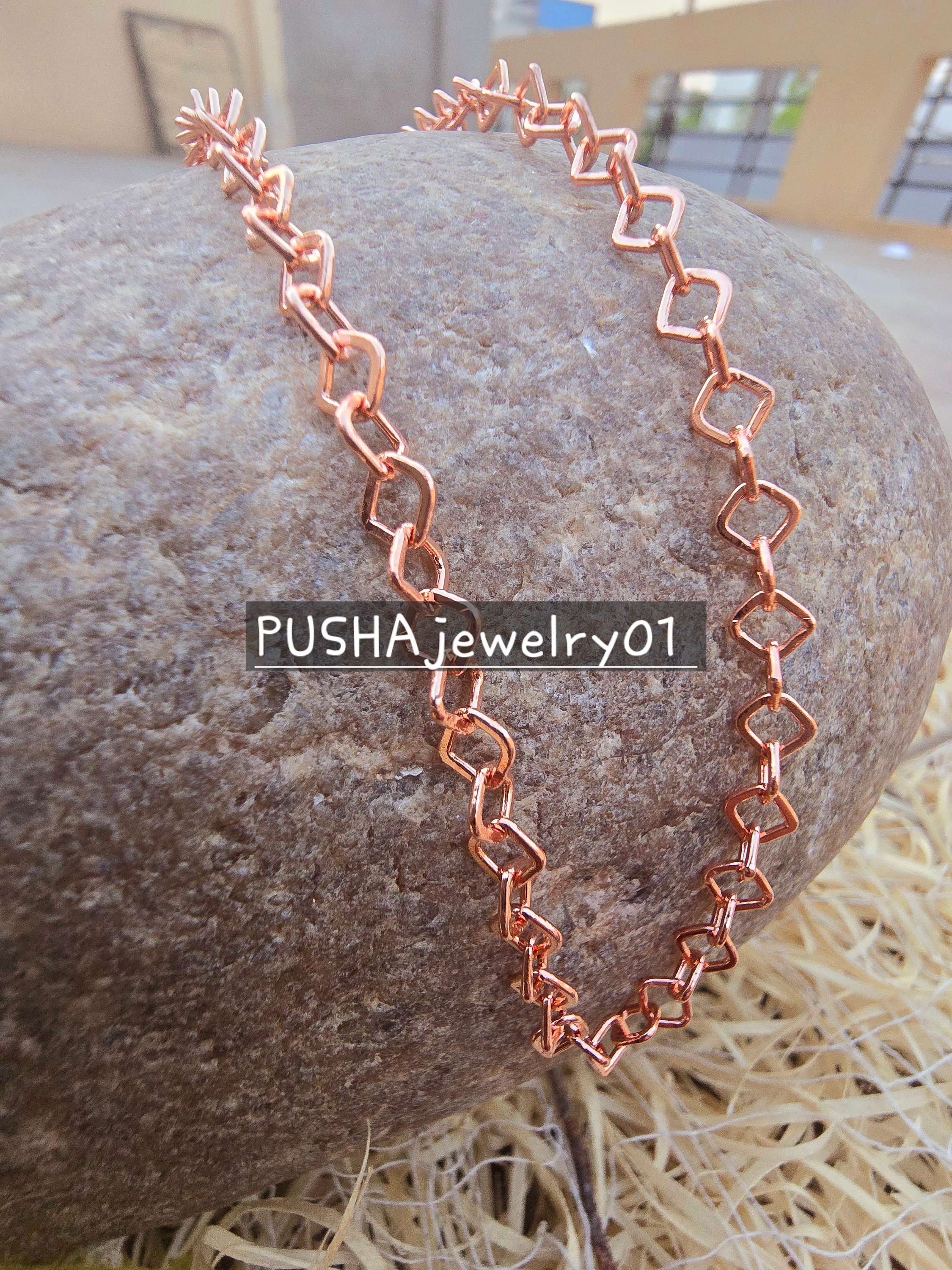 Copper Chain Necklace, Pure Copper Link Chain, Copper Jewelry Chain ...