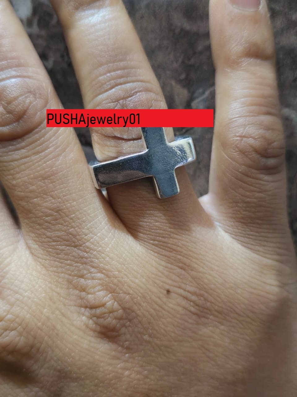 Sideways Cross Ring, Large Cross Ring, Statement Ring, Minimalist Ring ...