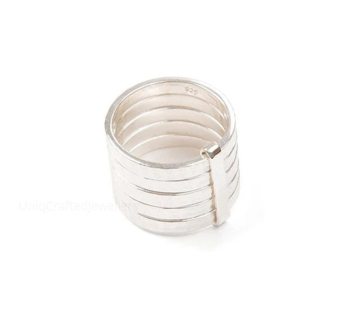 Pure Silver 5 Stack Ring Multi Wire Band Sterling Silver Stacking Ring ...