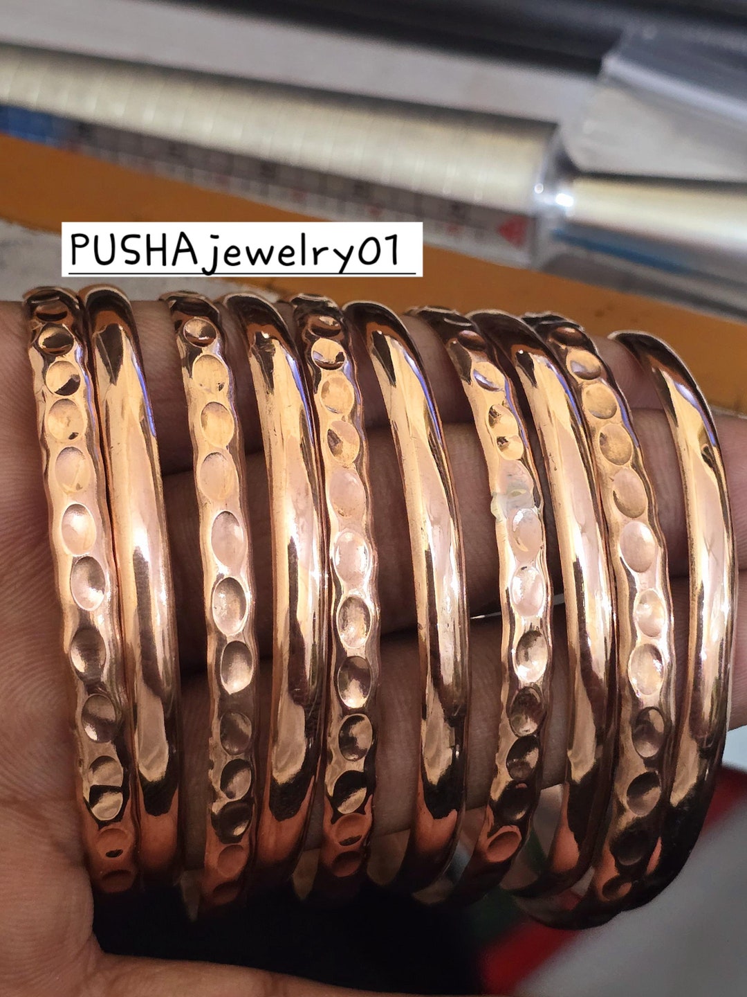 Pure Copper Bangle, Set of 9 Solid Copper Bangle, Set of 9 Pcs ...