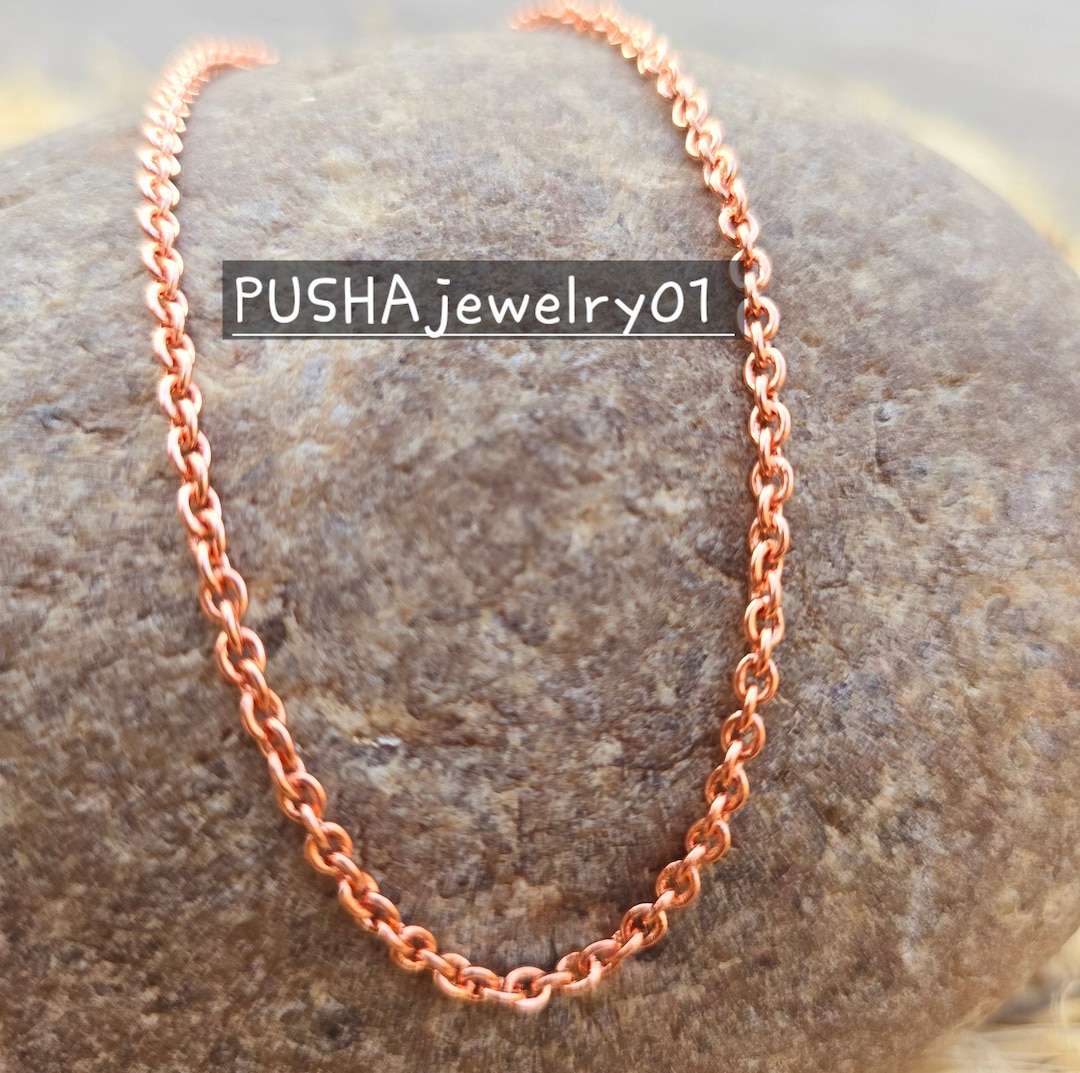 Pure Copper Chain Necklace, Pure Copper Wheat Chain, Solid Copper ...