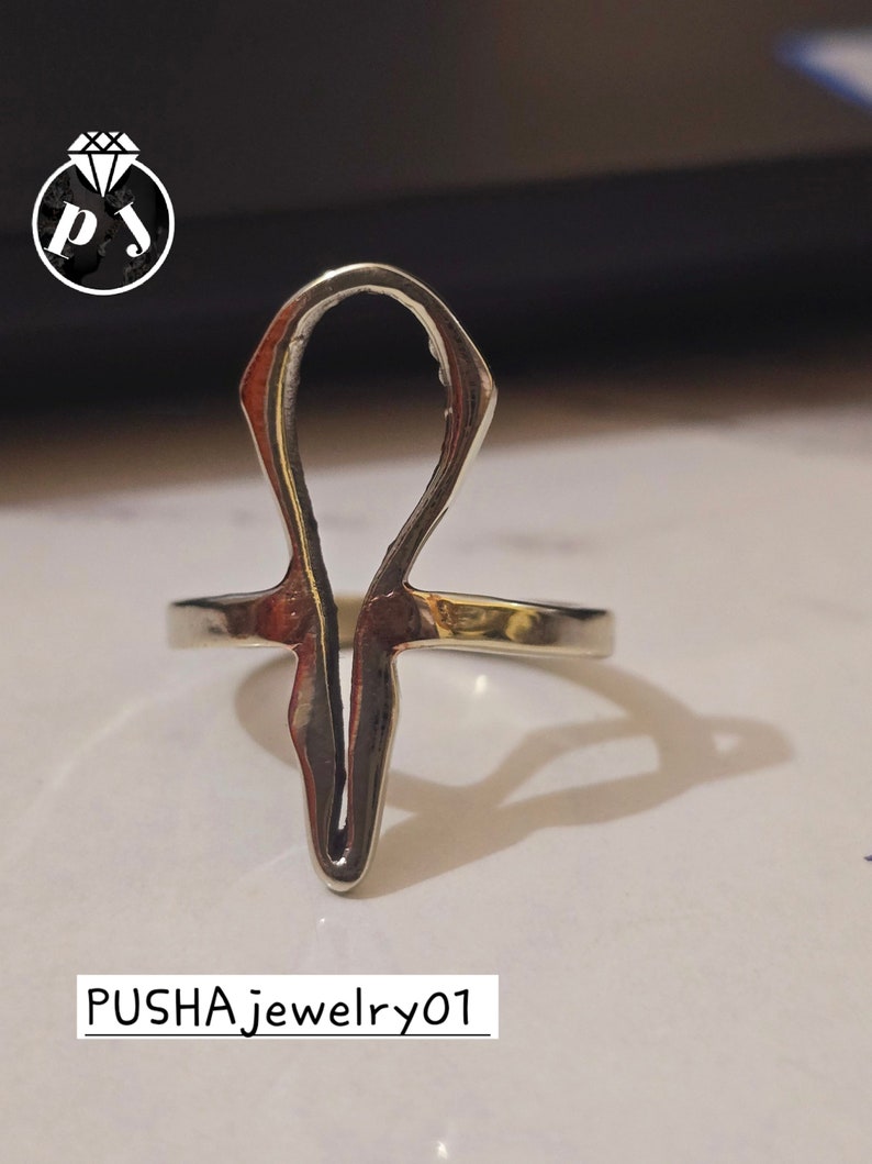 Sterling Silver Ankh Ring, Handmade Wide Band, Minimalist Jewelry - Etsy UK
