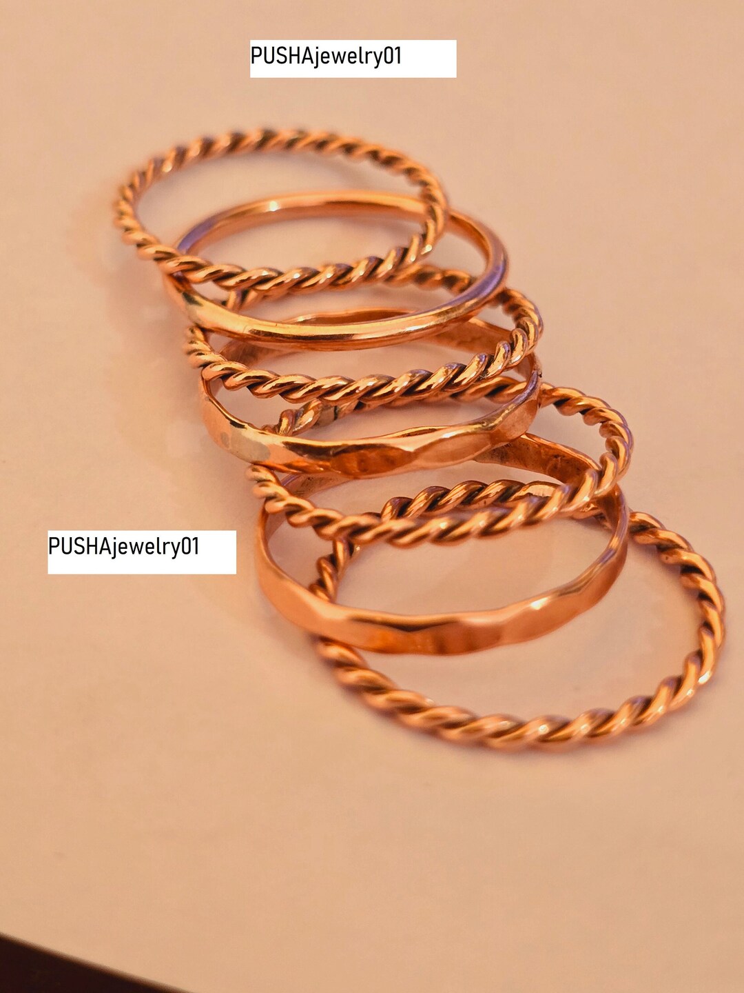 Copper Set of 8 Stacking Ring - Copper Stacking Rings - Simple Copper ...