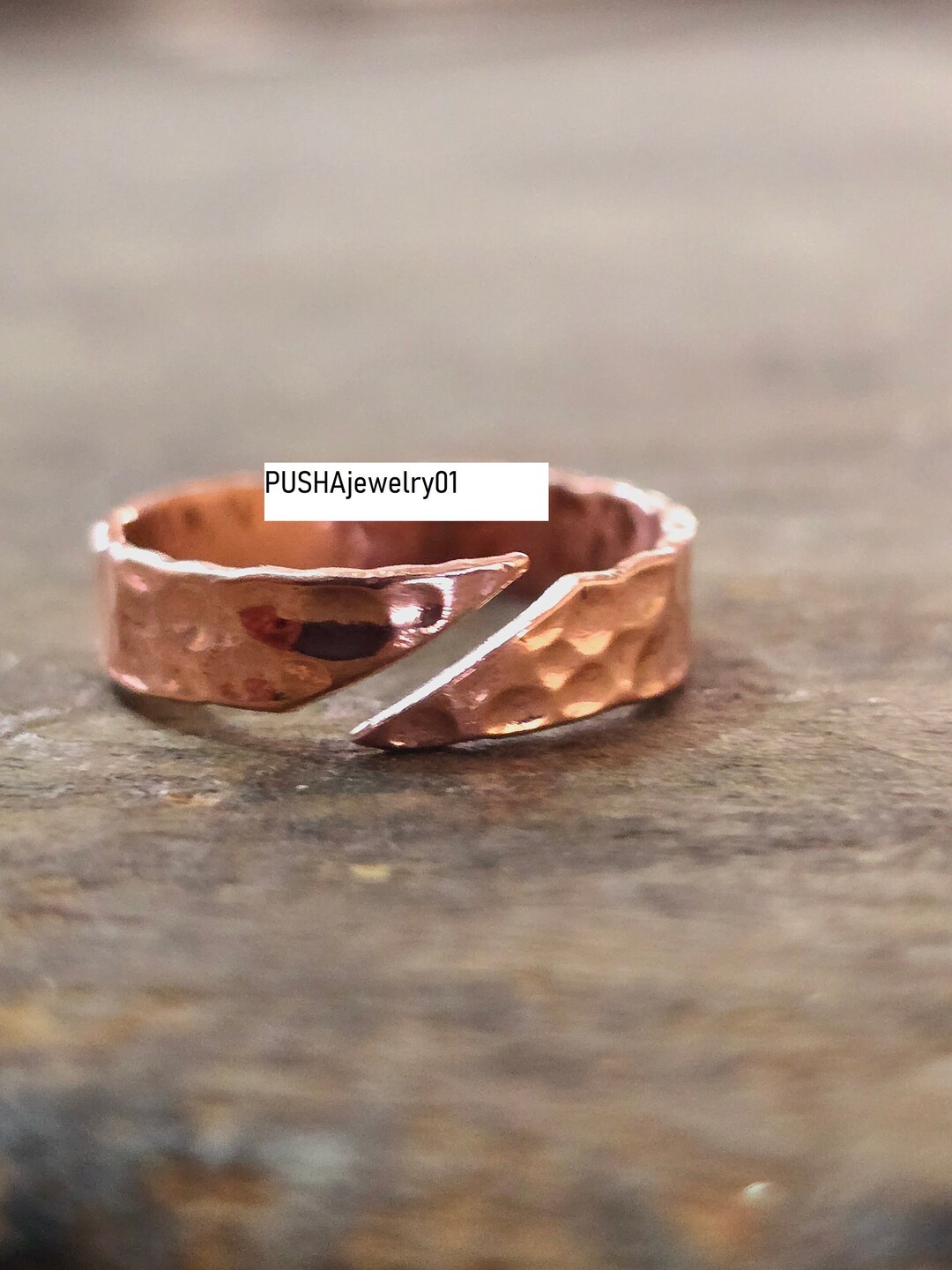 Hammered Solid Copper Wrap Adjustable Ring, Handmade Arthritis Healing ...