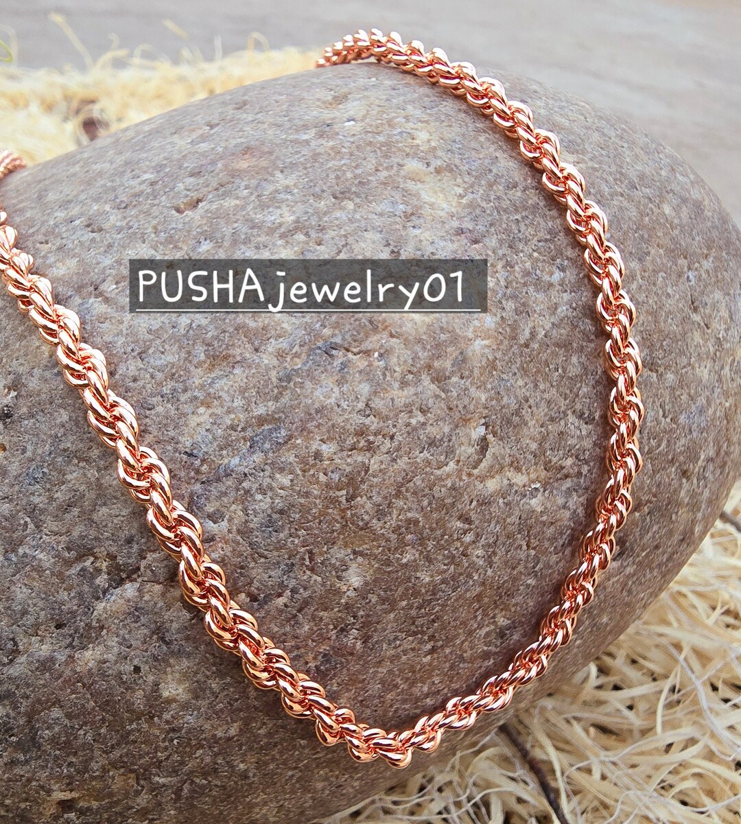 Pure Copper Chain Necklace, Pure Copper Wheat Chain, Solid Copper ...