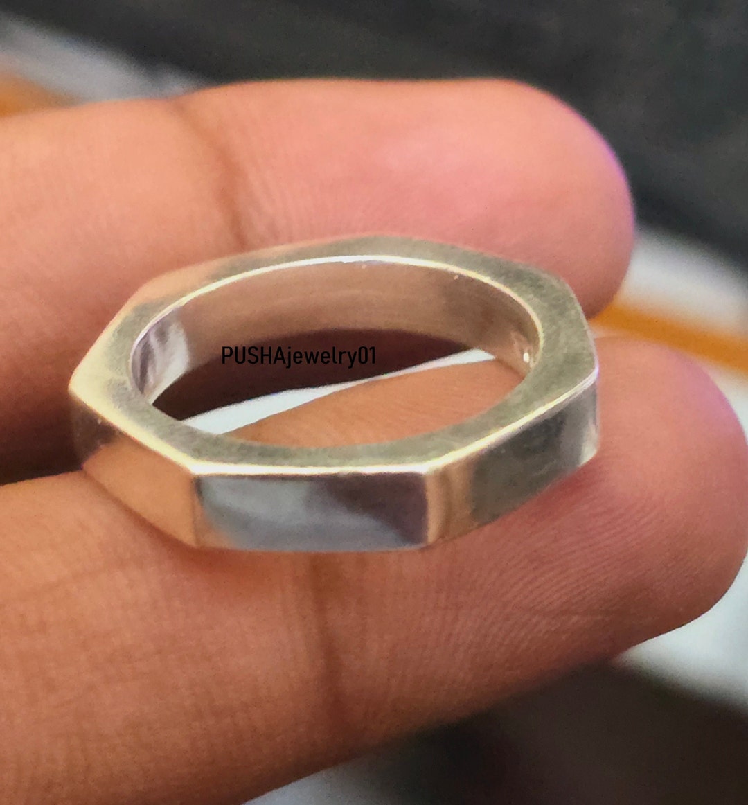 Nut Ring 2 Mm Nut Ring Solid 925 Sterling Silver Bolt Geometric Ring ...