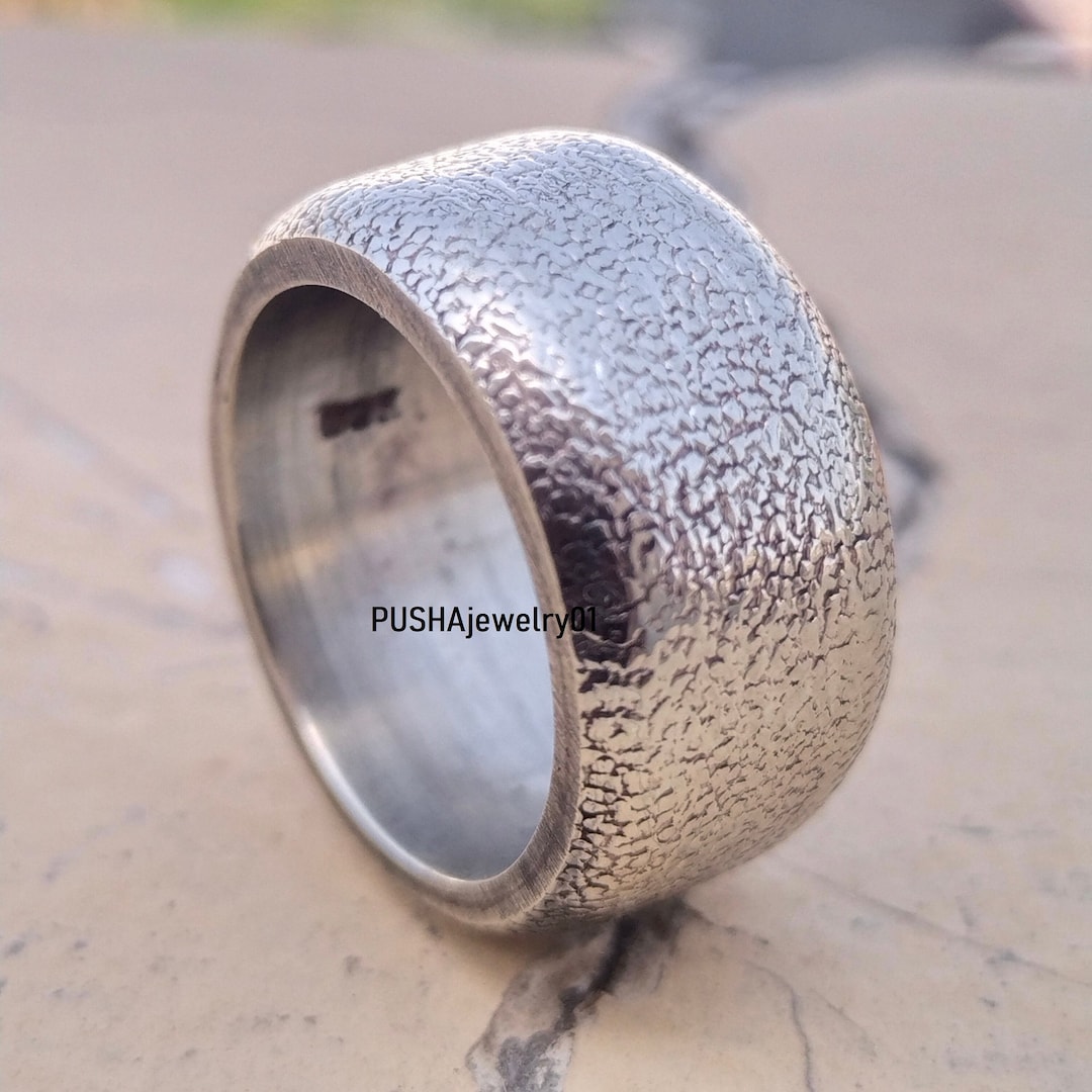 Wide Cigar Band Ring, 925 Sterling Silver Ring, Dome Ring, Chunky Fidget Meditation Ring ...