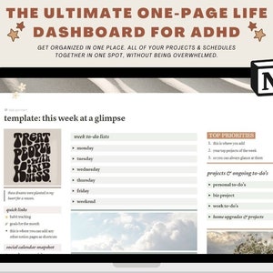 The Ultimate One-page Work + Life Dashboard: ADHD Friendly, Notion ...