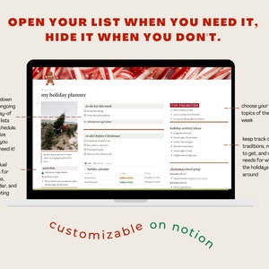 Holiday Notion Planner, Notion Dashboard Template, Christmas Planner ...