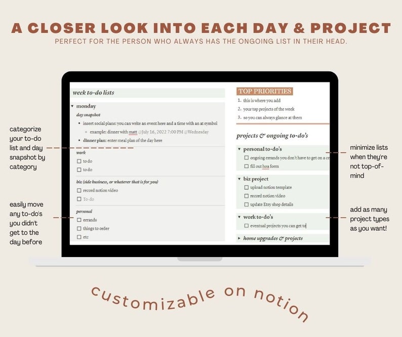 The Ultimate One-page Work + Life Dashboard: ADHD Friendly, Notion ...