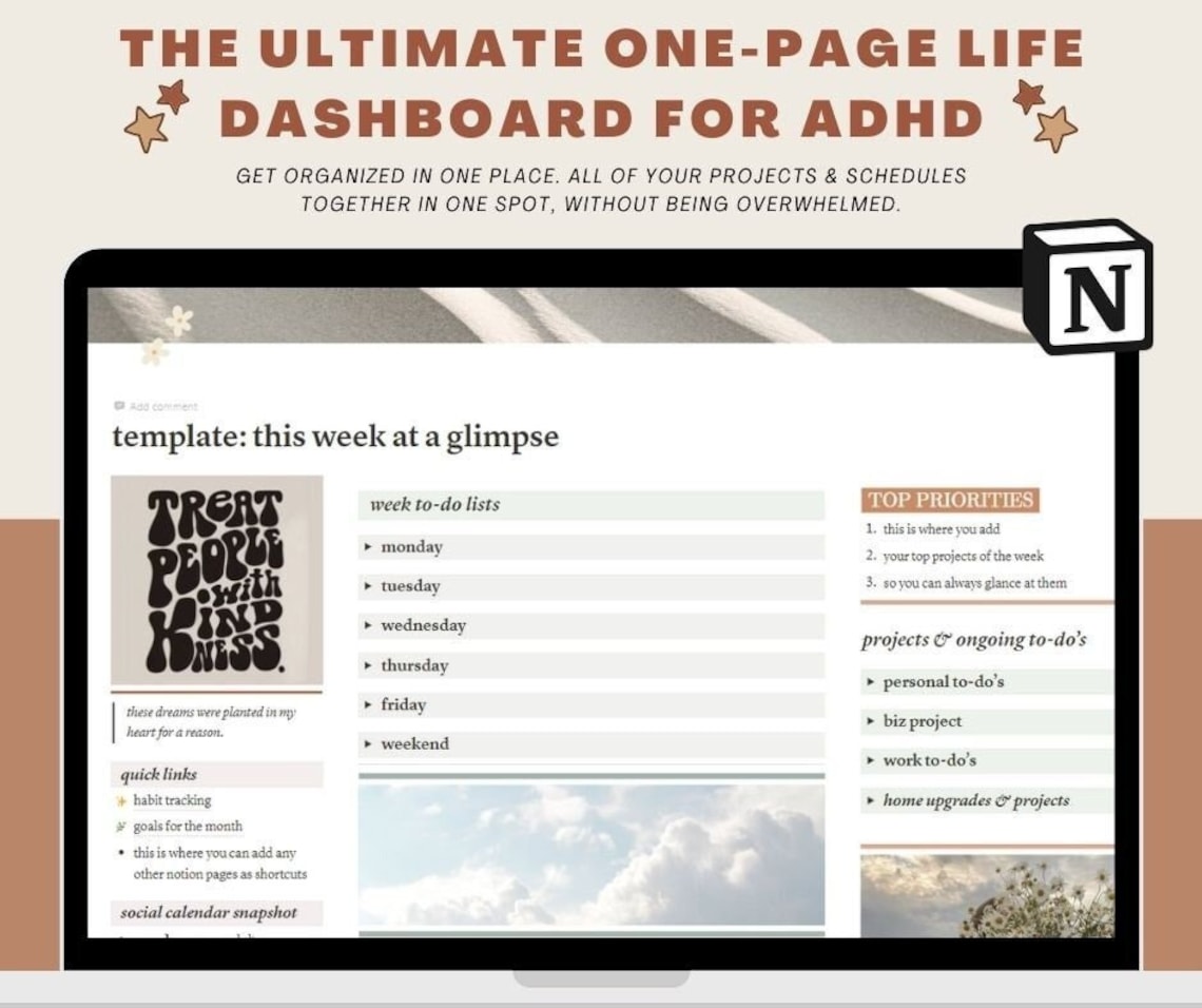 The Ultimate One-page Work Life Dashboard: ADHD Friendly - Etsy