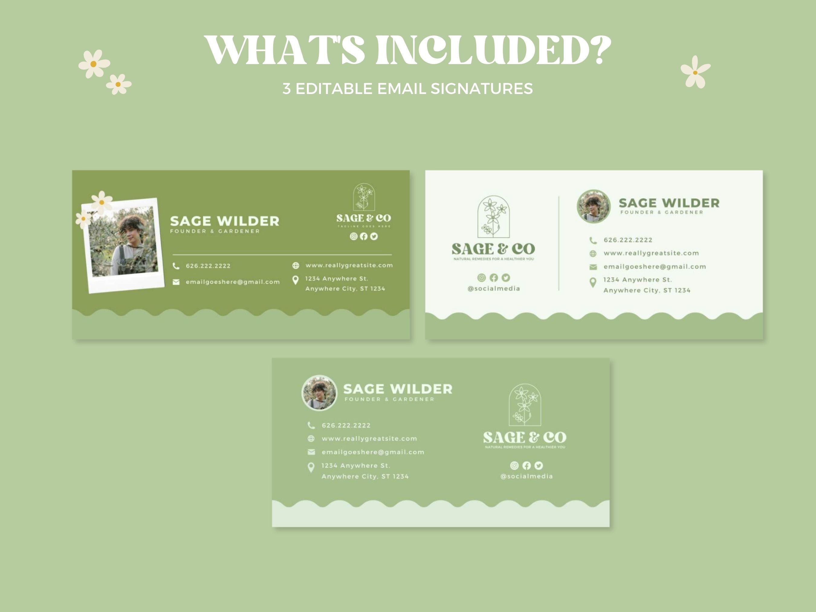 Email Signature Template - Retro Garden Herbal, Editable in Canva ...