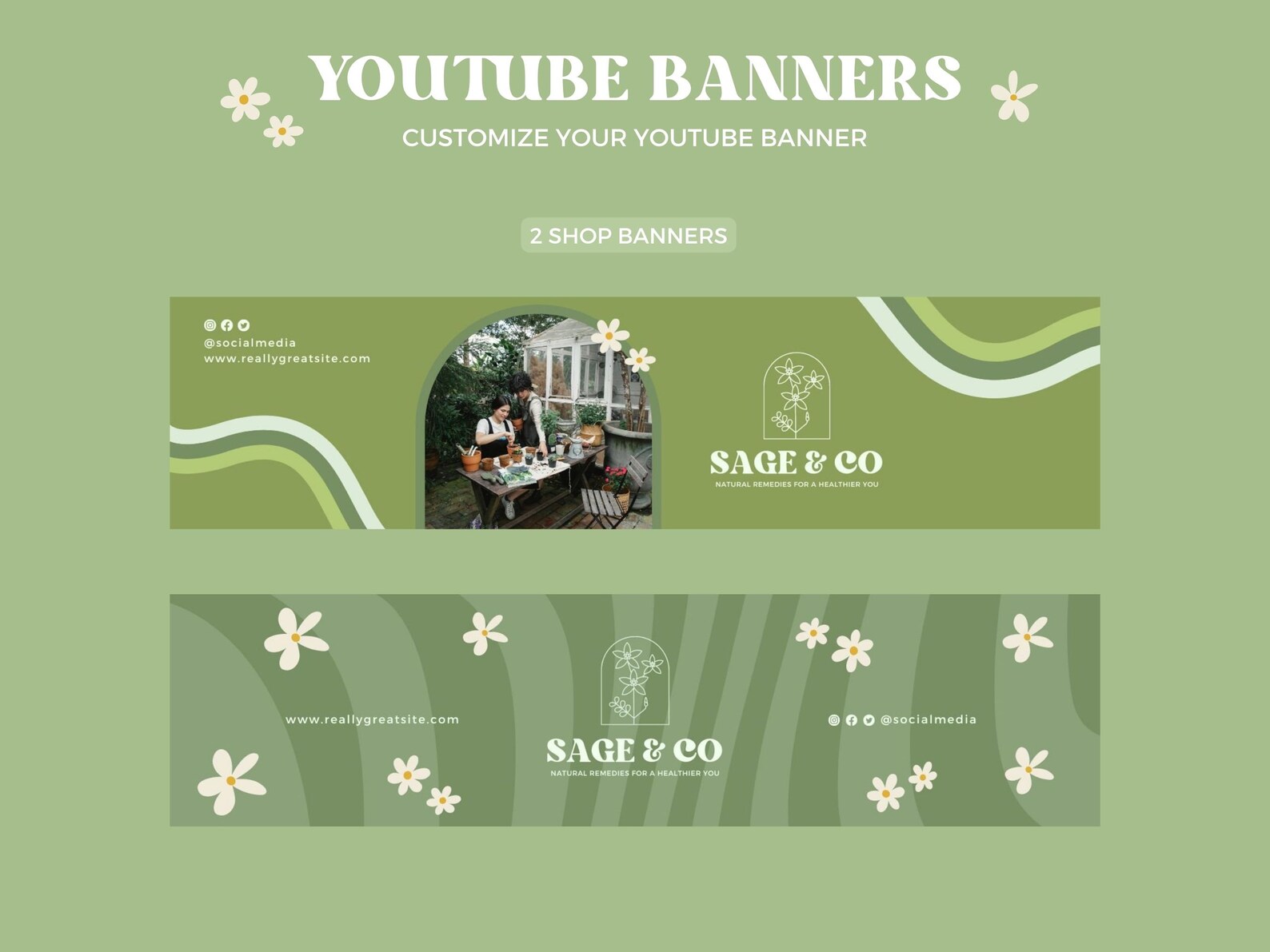 Youtube Bundle Template -retro Garden Herbal Bundle in Youtube Channel ...