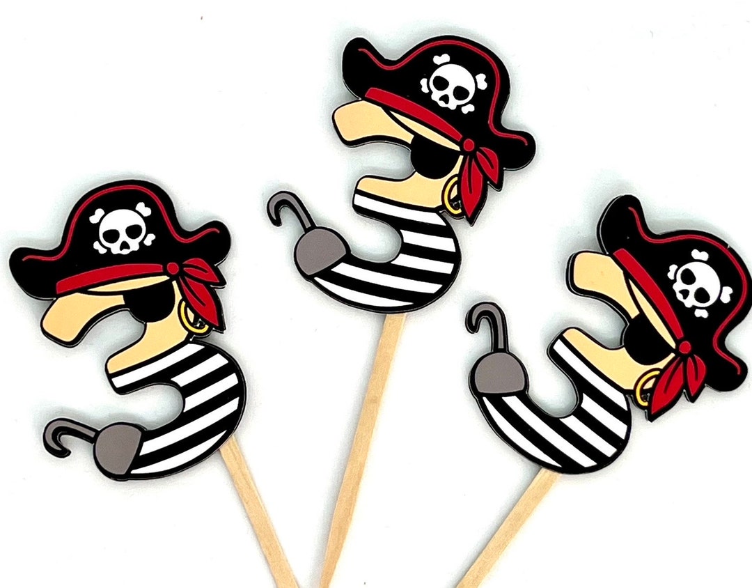 Pirate Cupcake Toppers, 3rd Birthday, Pirate Party - Etsy