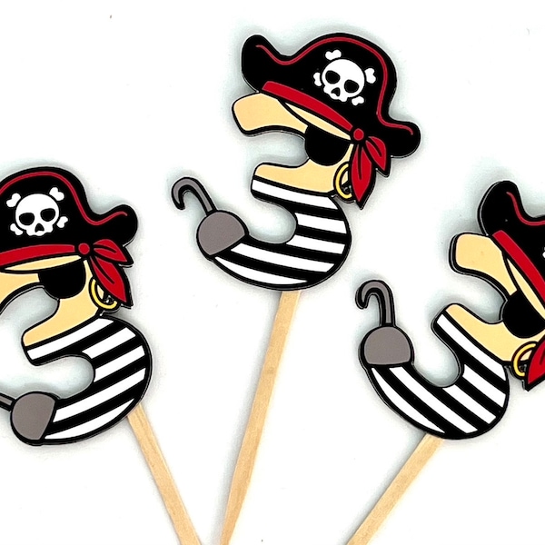 Pirate Cupcake Toppers, 3rd Birthday, Pirate Party - Etsy