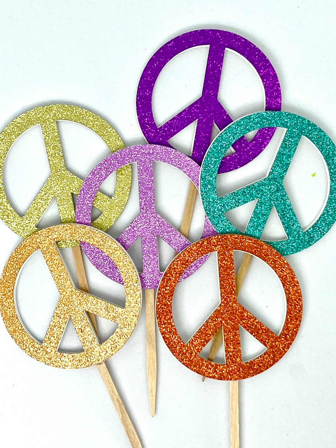 Peace Sign Cupcake Toppers, Groovy Cupcake Toppers - Etsy