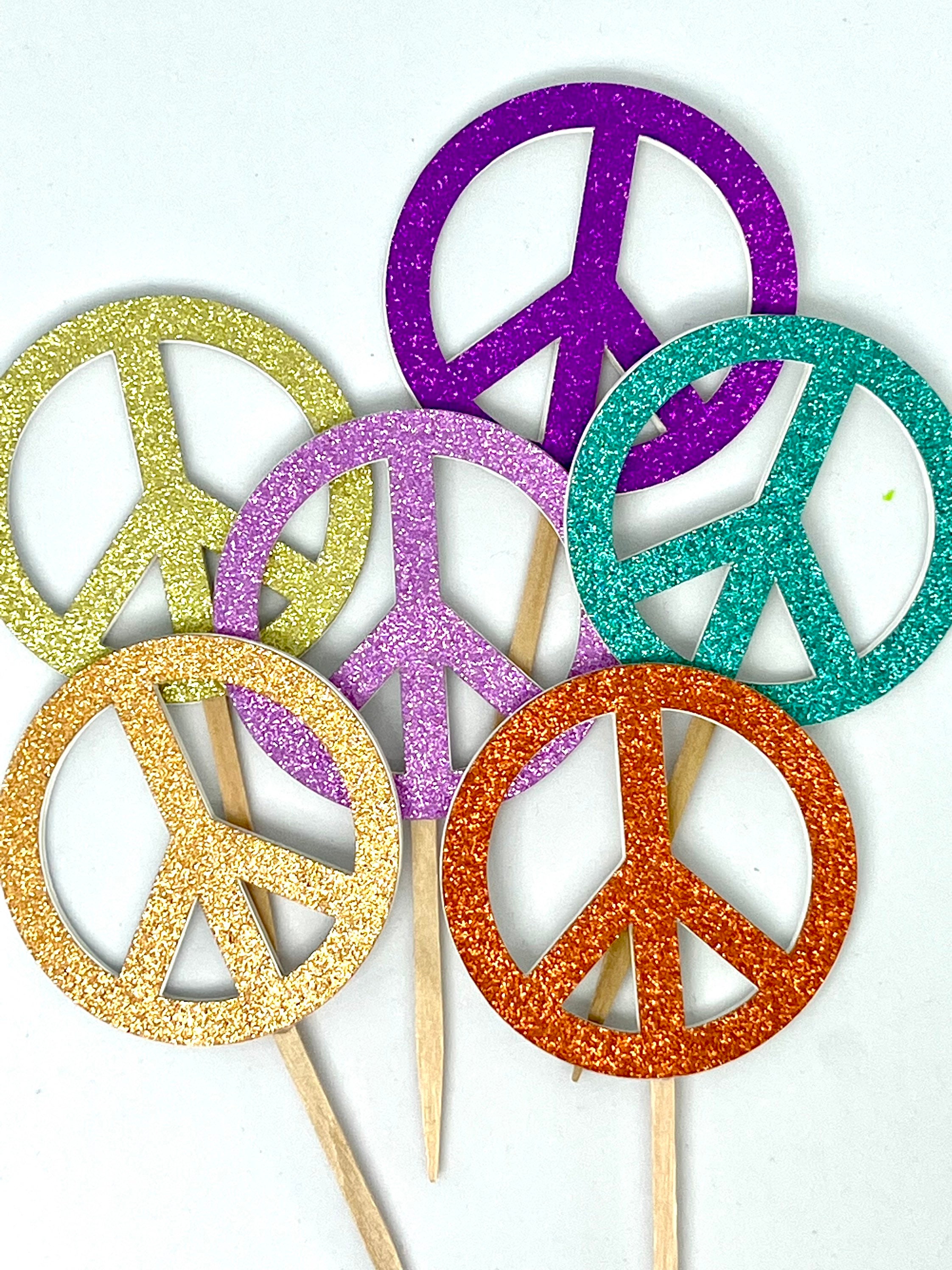 Peace Sign Cupcake Toppers, Groovy Cupcake Toppers - Etsy