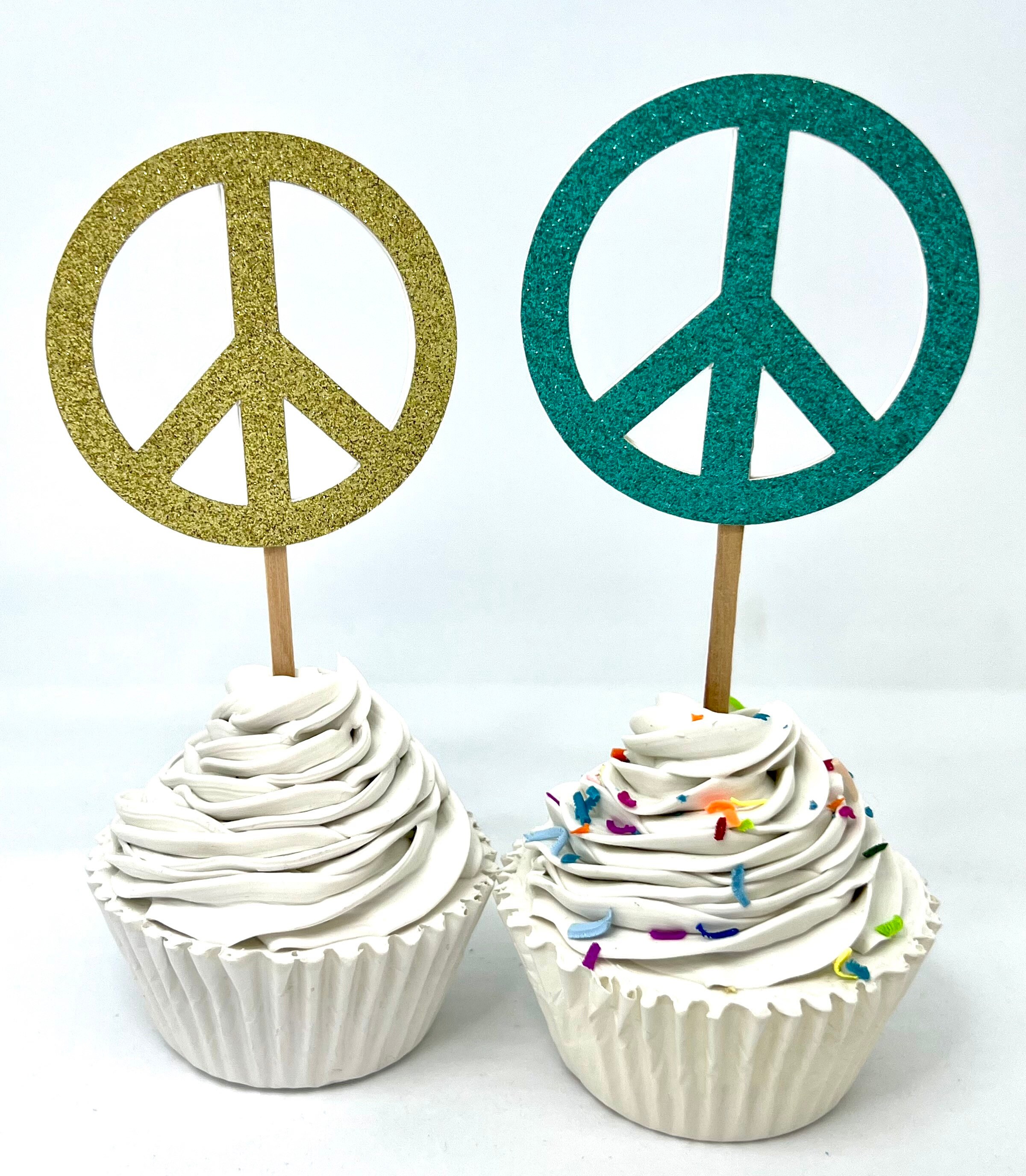 Peace Sign Cupcake Toppers, Groovy Cupcake Toppers - Etsy