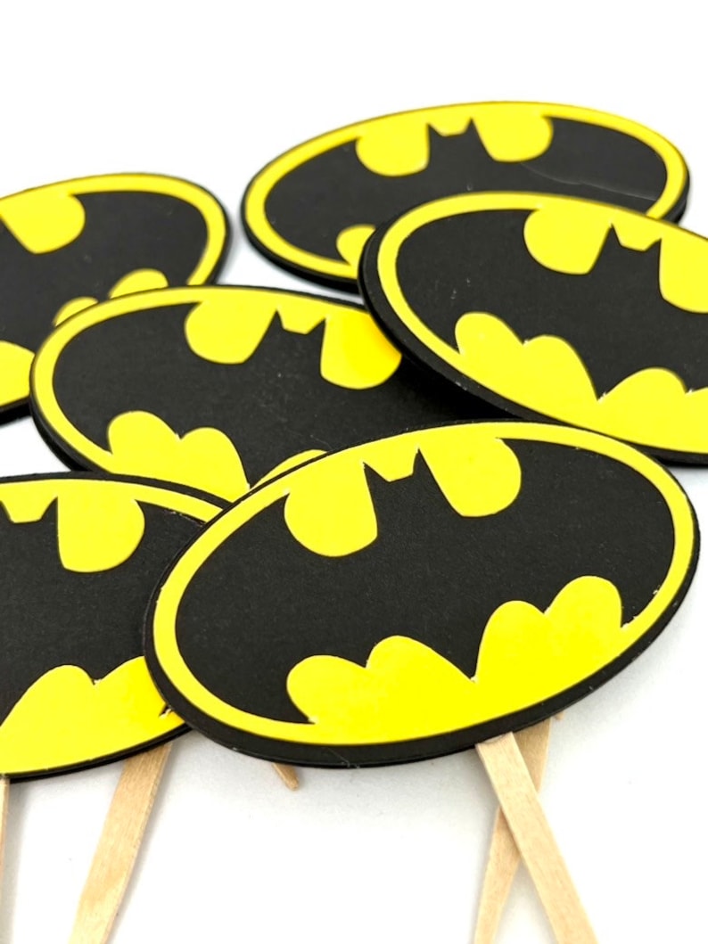 Batman Logo Cupcake Toppers Birthday Cupcake Toppers - Etsy