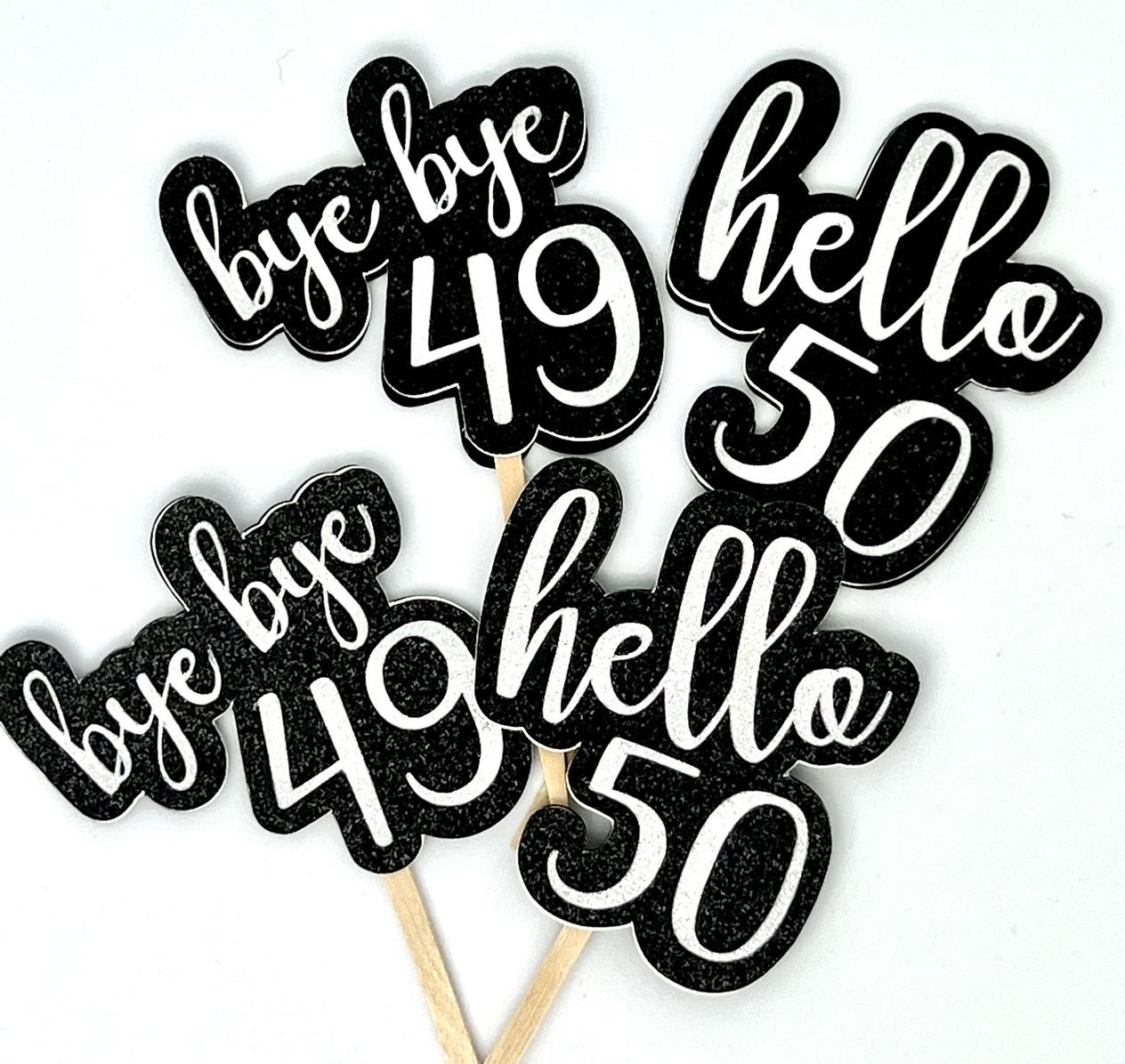 50th Birthday Cupcake Toppers, Bye Bye 49 — Hello 50 Cupcake Toppers - Etsy
