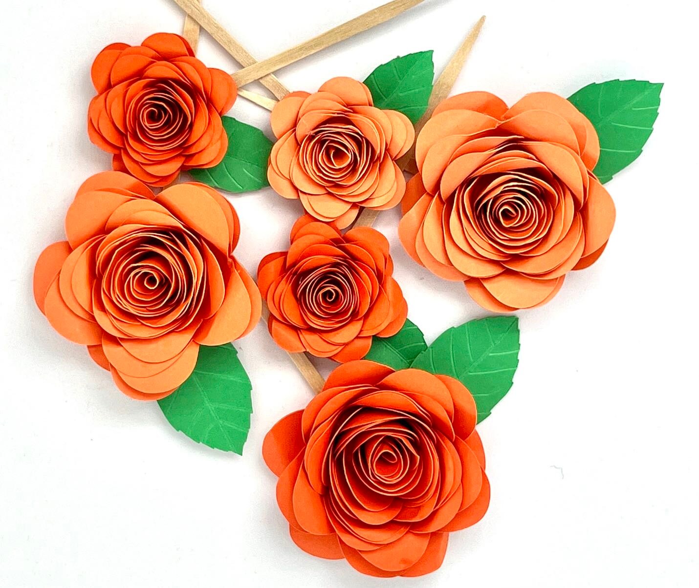 Rose Cupcake Toppers, Orange Rose Cupcake Toppers - Etsy