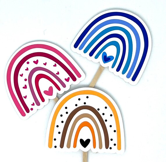 Rainbow Cupcake Toppers - Etsy