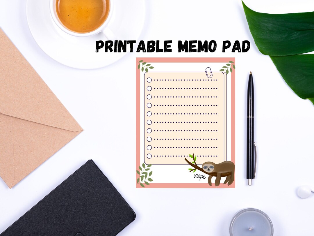 Printable Sloth Stationary, Notes Page Printable, Lined Notes Template ...