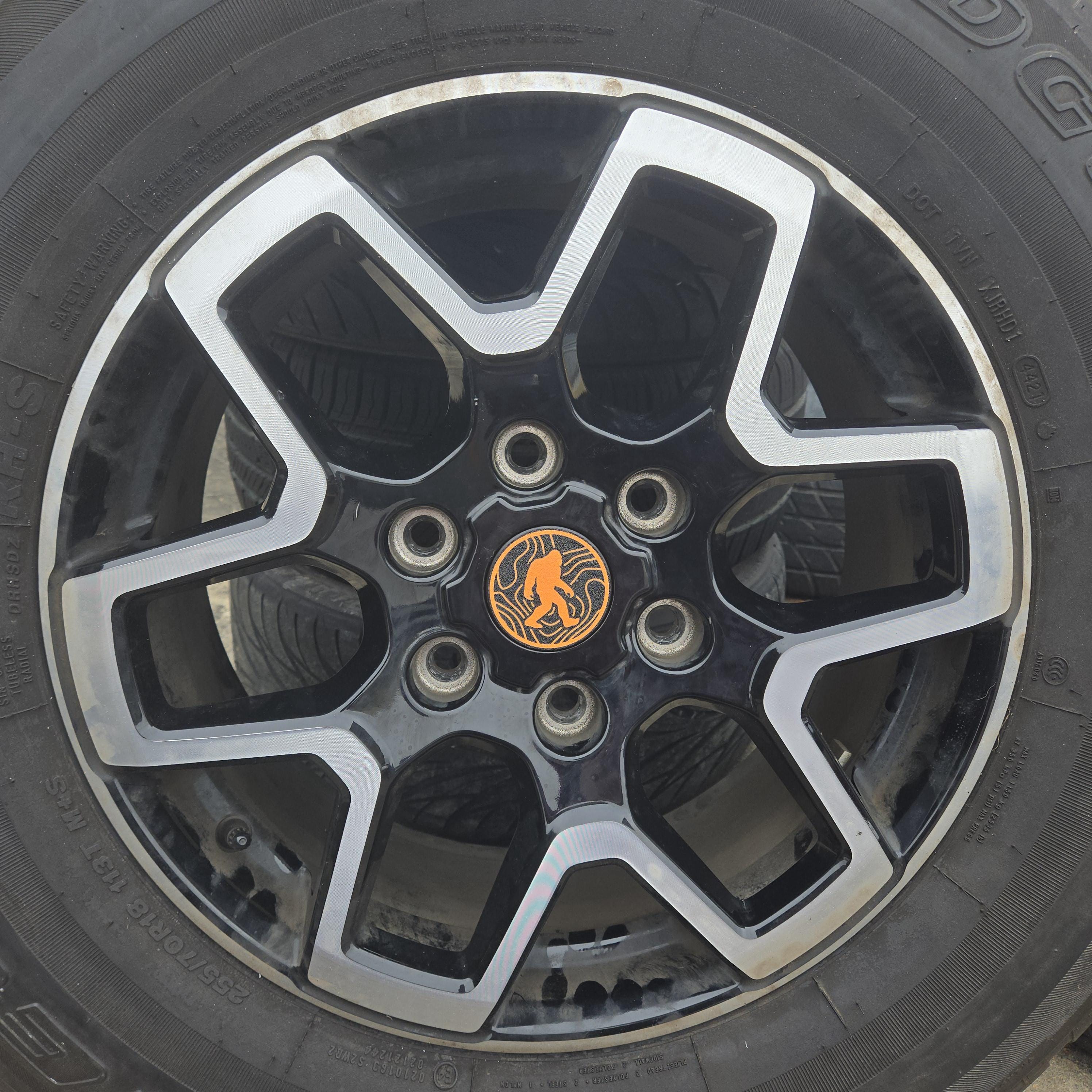 Sasquatch Center Caps for 21+ Bronco Wheels | Bigfoot Topo Wheel Caps ...