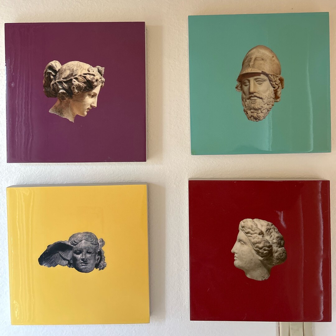 Vintage Pop Art Greek Statues Wall Art - Set of 4 - Themistocles ...