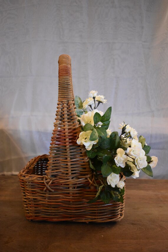 Vintage Dark Wicker Basket - Etsy
