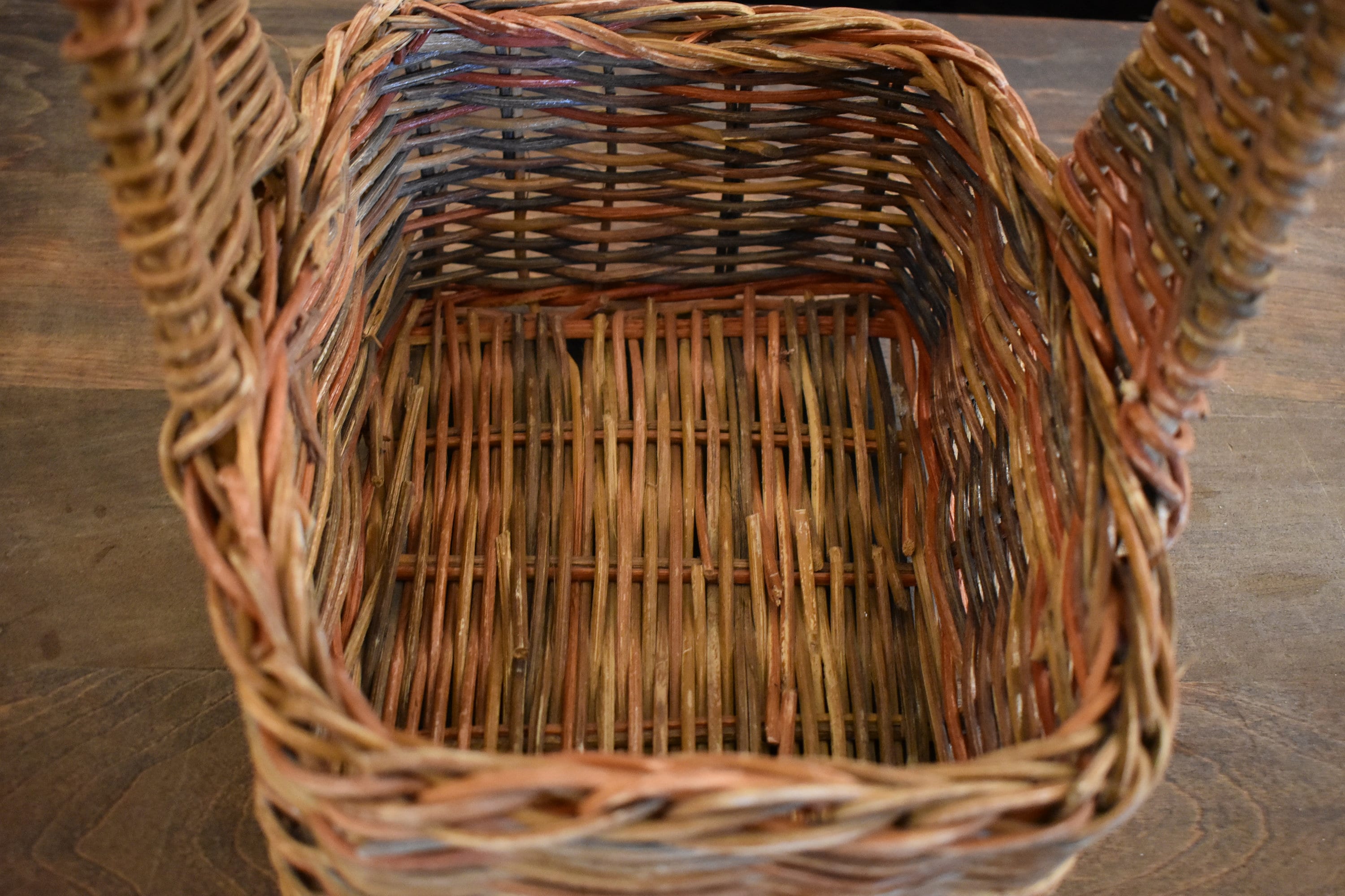 Vintage Dark Wicker Basket - Etsy