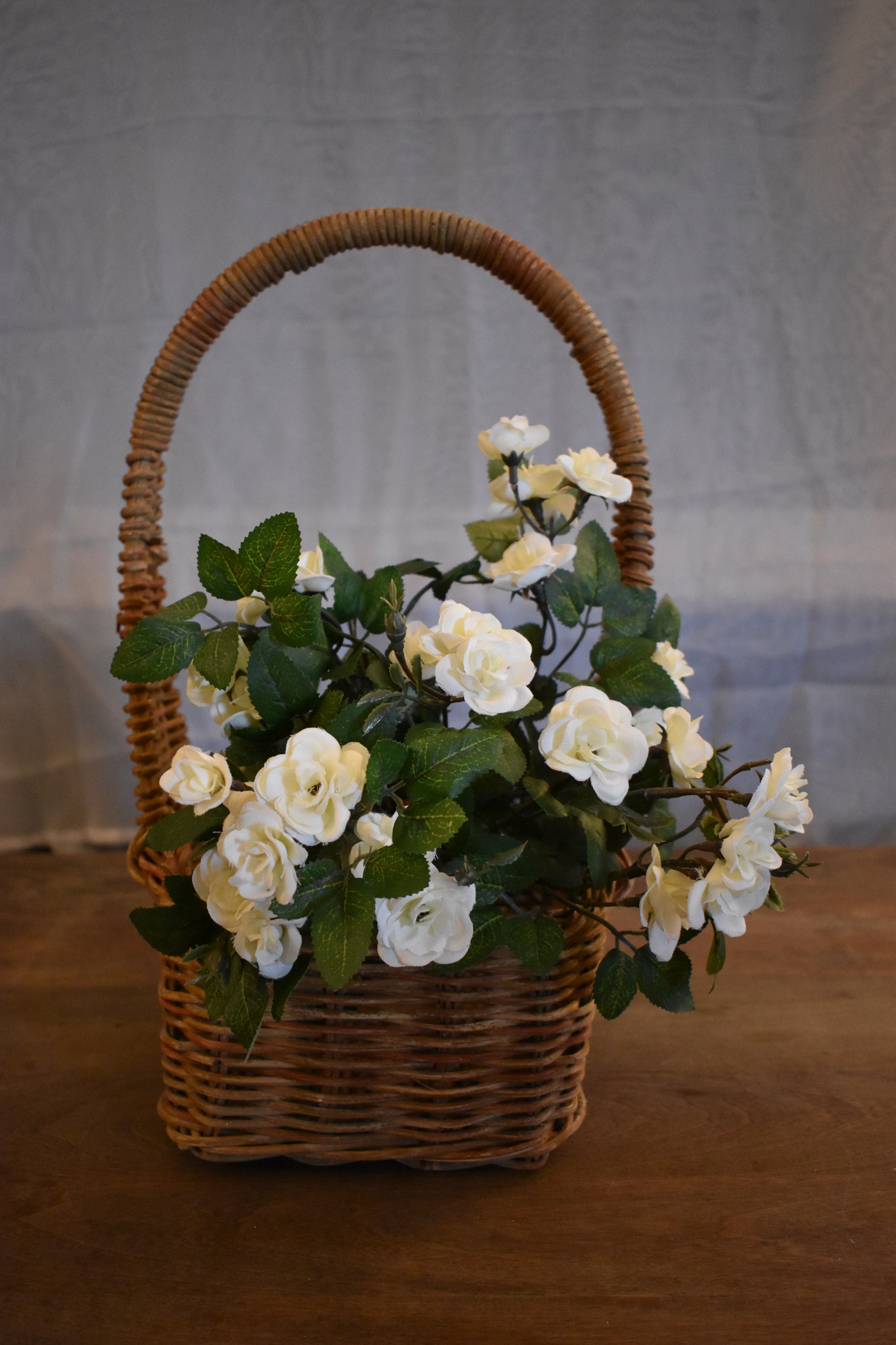 Vintage Dark Wicker Basket - Etsy
