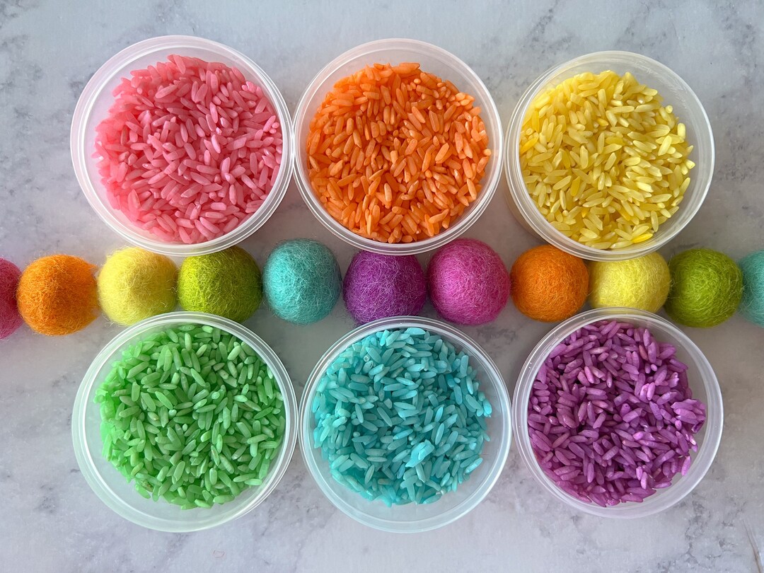 Pastel Rainbow Sensory Rice Rainbow Rice, Pink Rice, Dyed Rice, Sensory ...