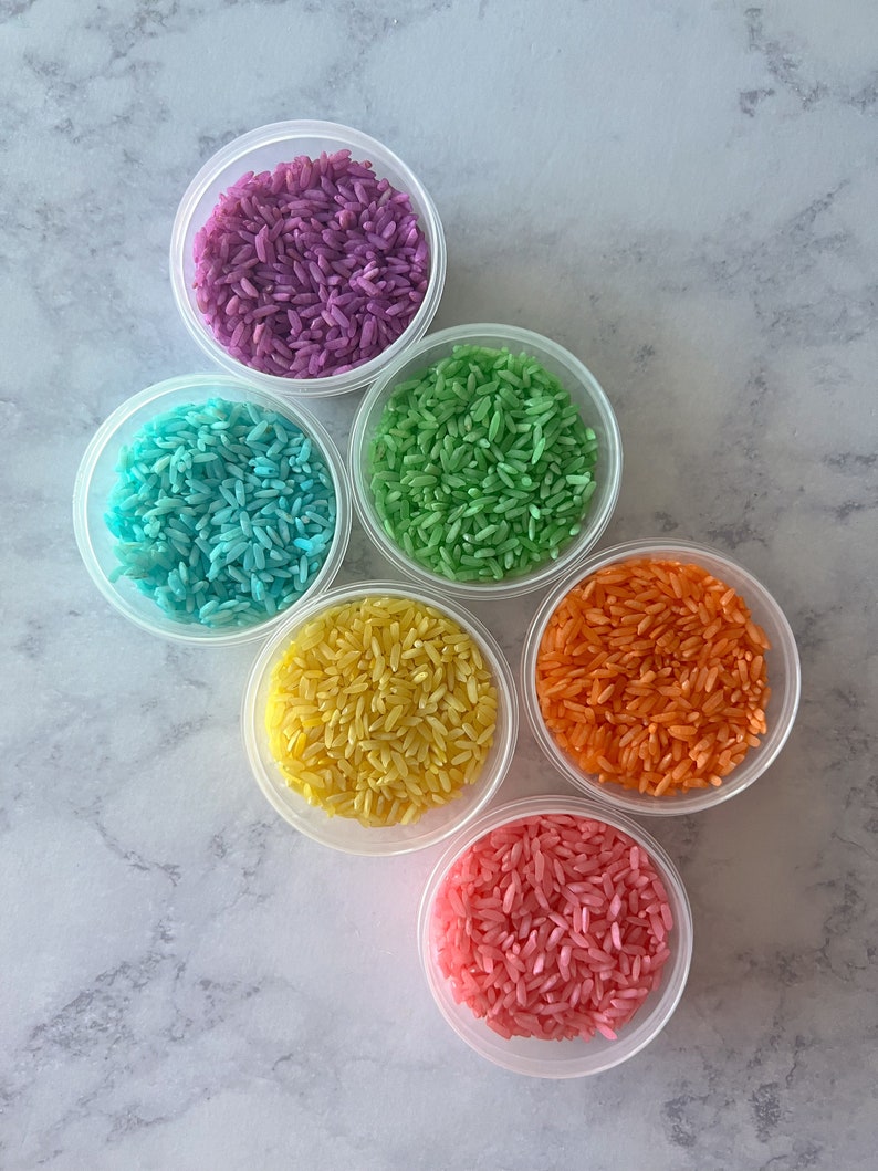 Pastel Rainbow Sensory Rice Rainbow Rice, Pink Rice, Dyed Rice, Sensory ...