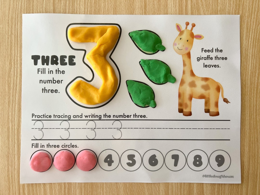 Animal Themed Number Playdough Mats Tracing Activity - Etsy