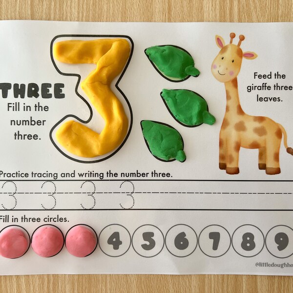 Number Playdough Mat - Etsy