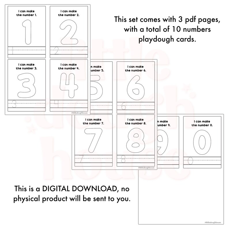 Numbers Playdough Cards Playdough Mats Tracing Activity - Etsy