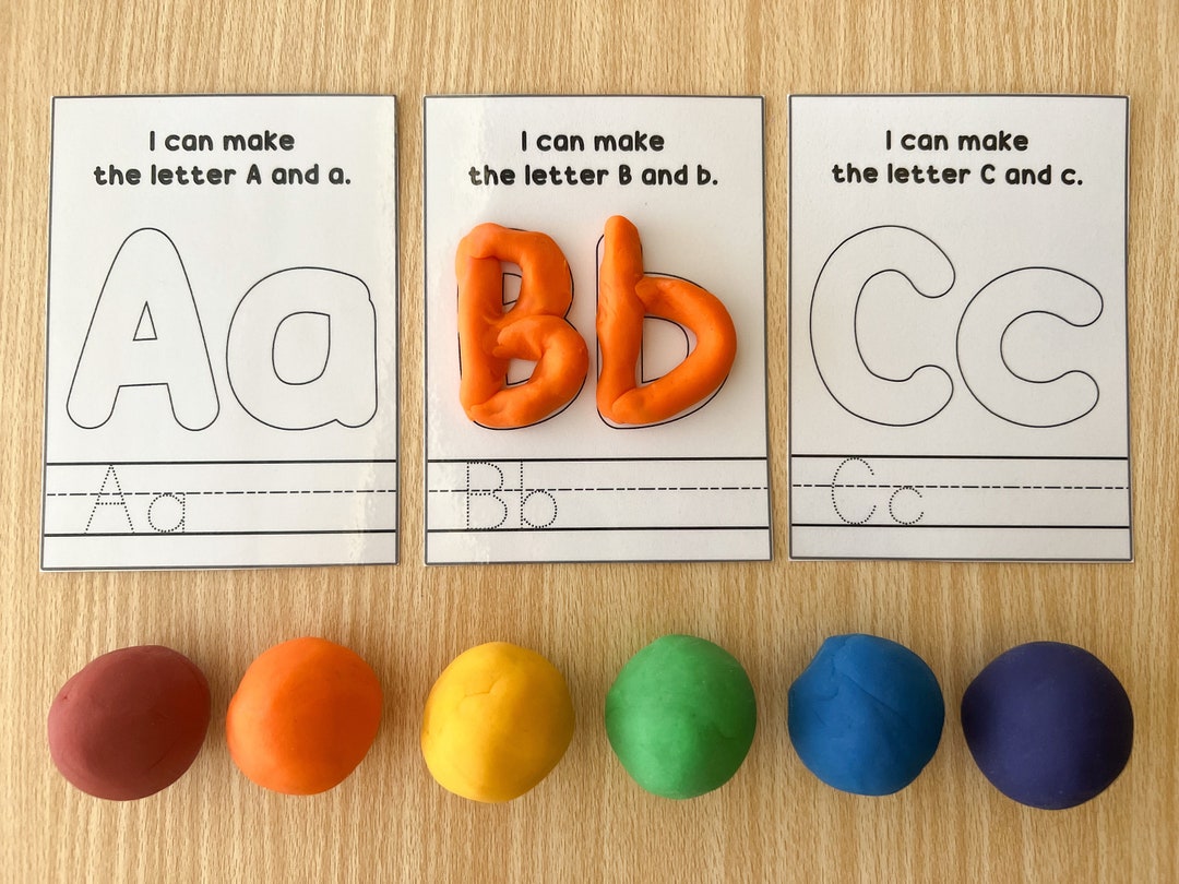 Alphabet Playdough Cards Playdough Mats Tracing Activity - Etsy