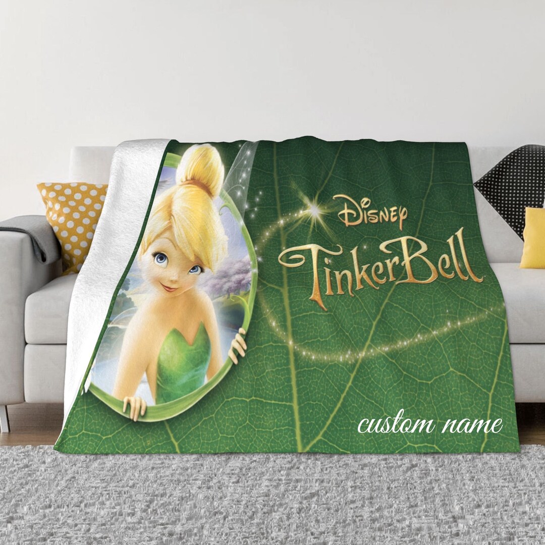 Two Layers Blanket Disney Tinkerbell Custom Name Printed Bedspread Sofa ...