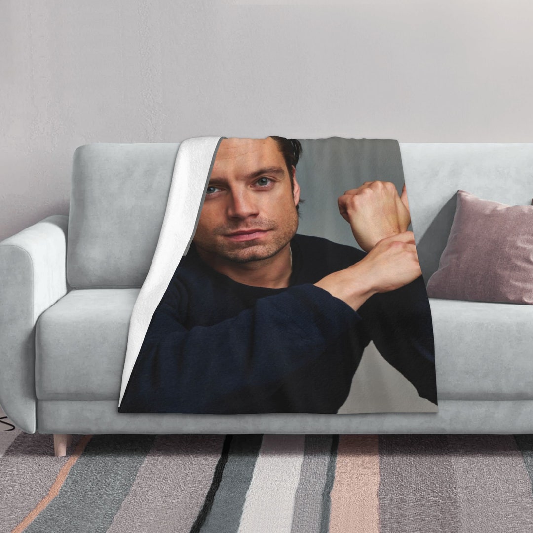 Two Layers Blanket Sebastian Stan Custom Name Printed Bedspread Sofa ...
