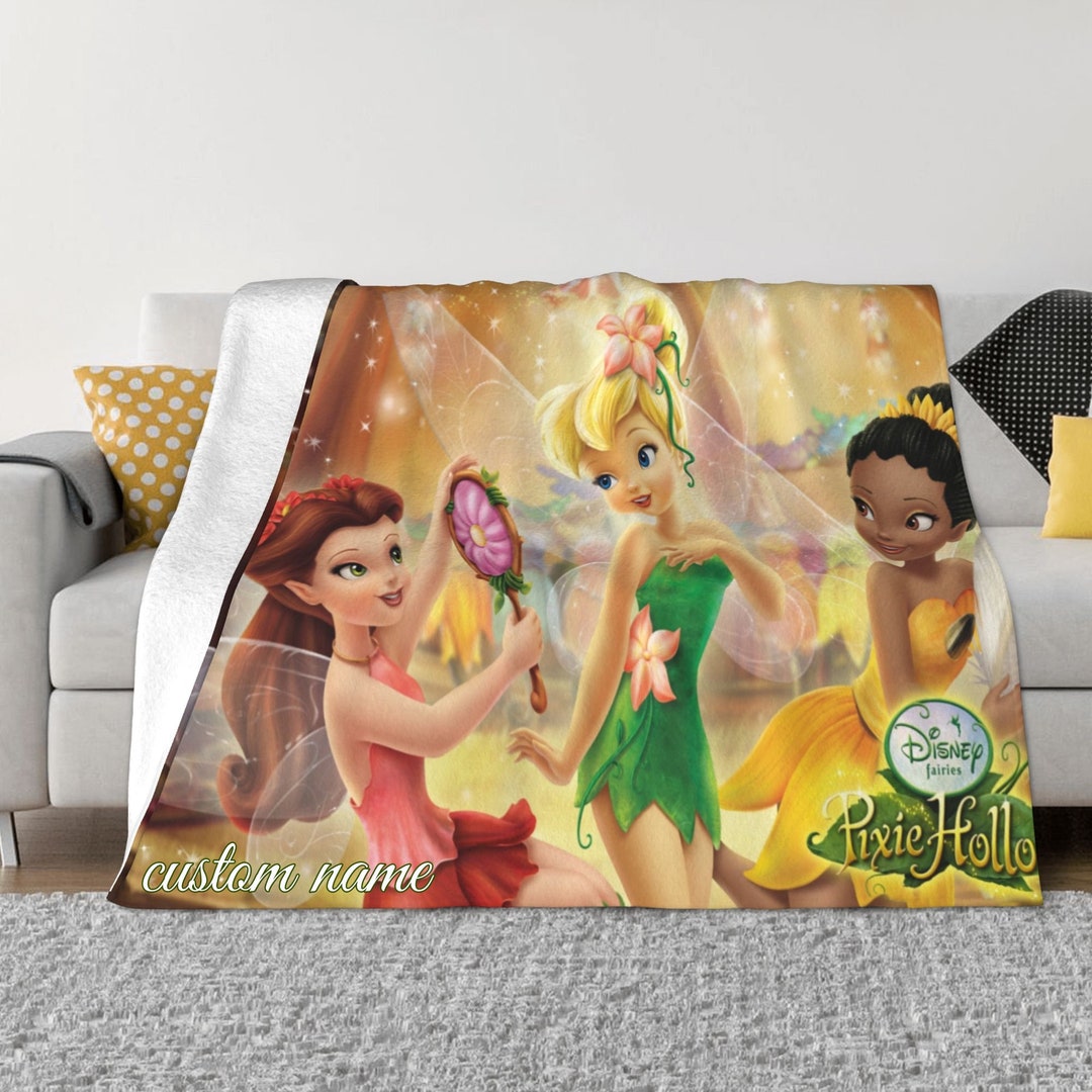 Two Layers Blanket Disney Tinkerbell Custom Name Printed Bedspread Sofa ...