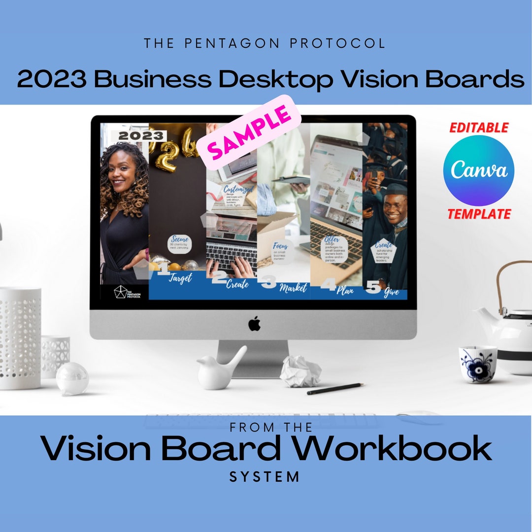 Business Desktop Vision Board Canva Template - Etsy