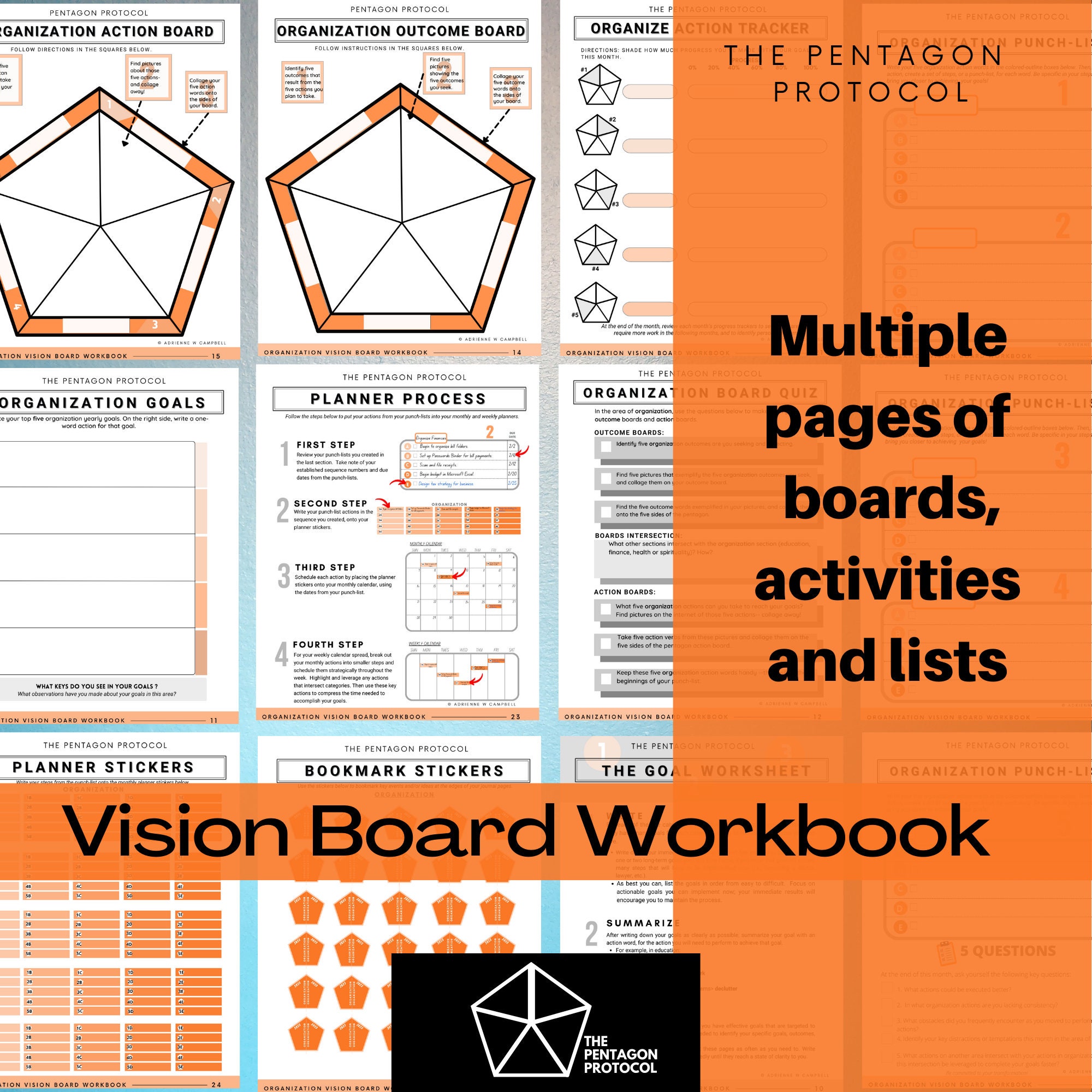 ORGANIZATION VISION BOARD Workbook Digital Download Printable ...