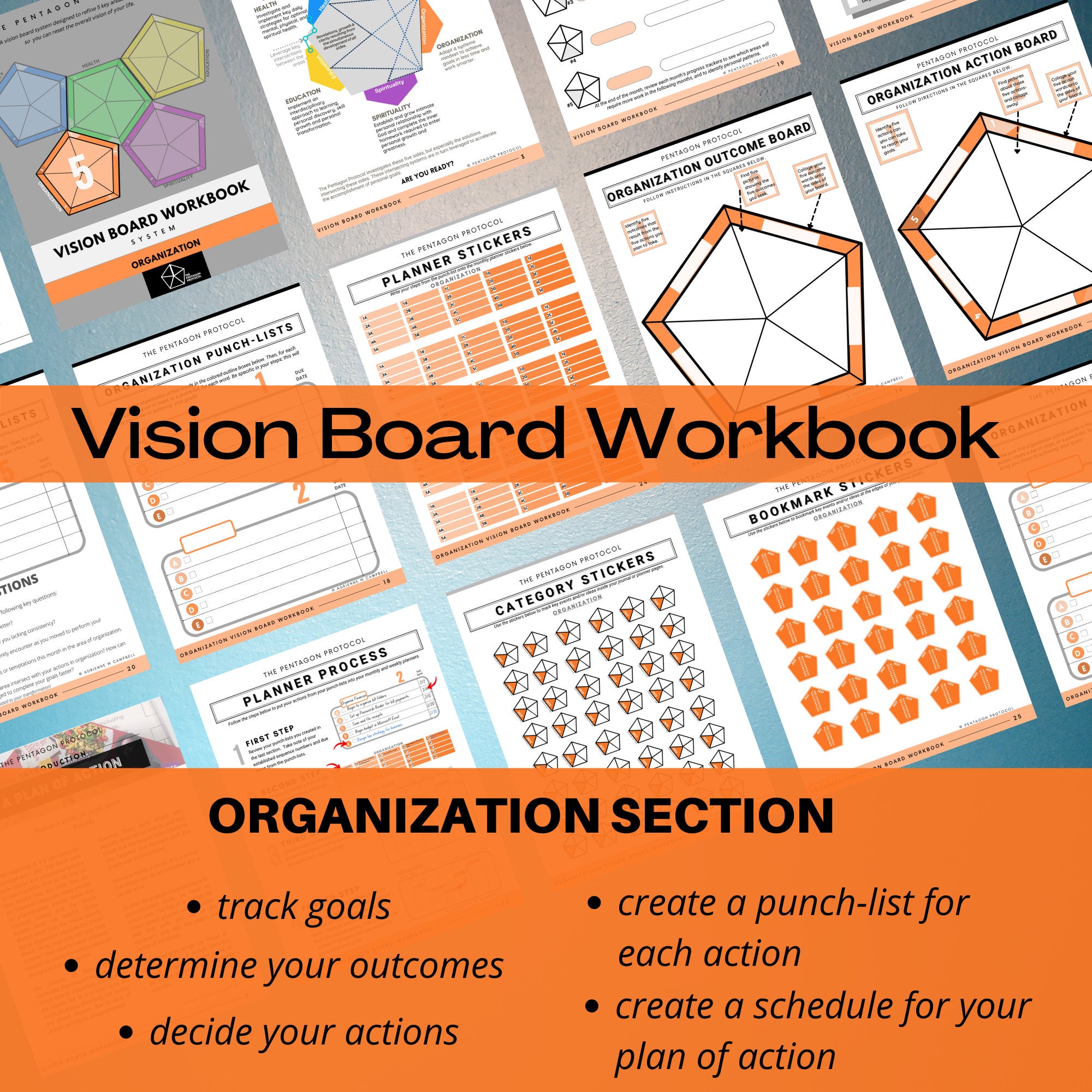ORGANIZATION VISION BOARD Workbook Digital Download Printable ...