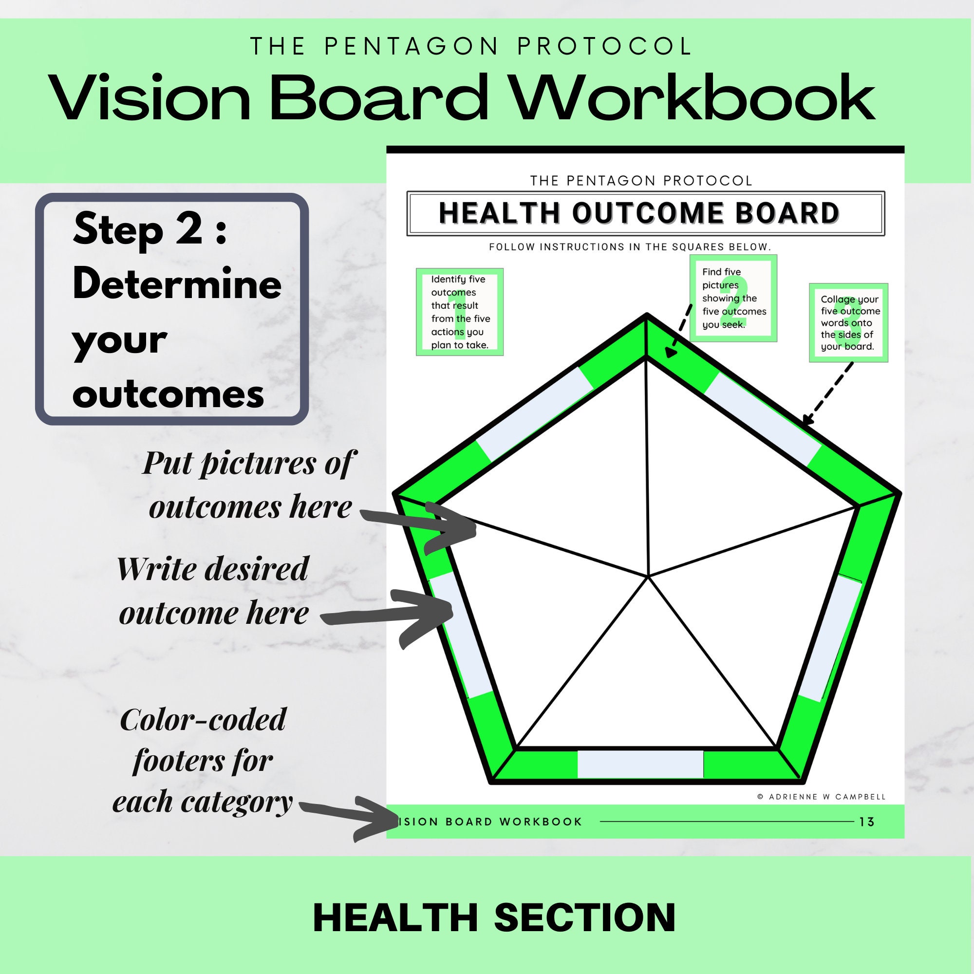 HEALTH VISION BOARD Workbook Digital Download Printable Health Vision ...