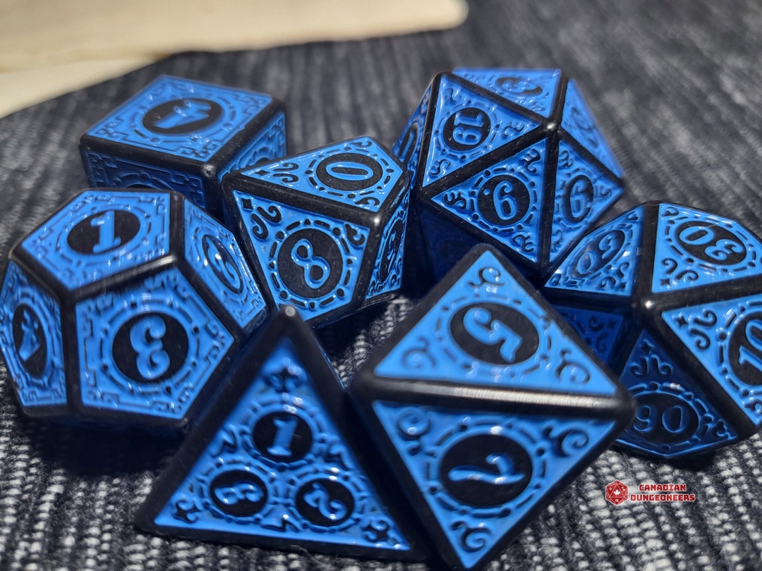 Runic Blue Dice Set | Dungeons and Dragons | DND Dice Set | D&D | Role ...