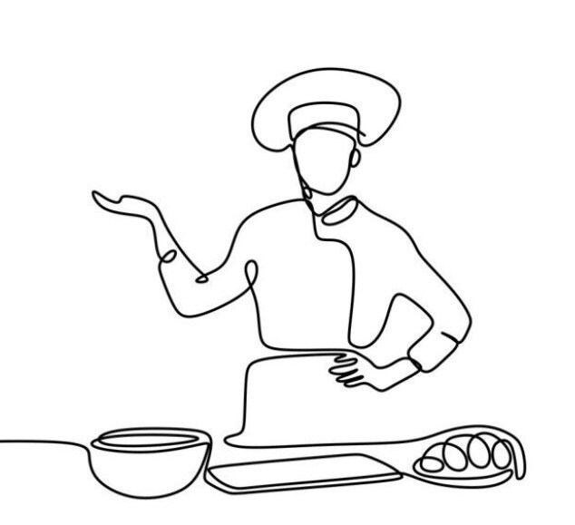 Continuous Line Drawing of Confident Chef Standing - Etsy