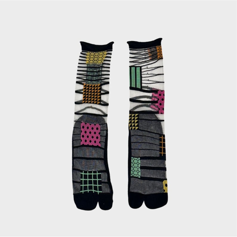Minigooose | Tabi Split Toe Pattern Sheer Socks - Etsy